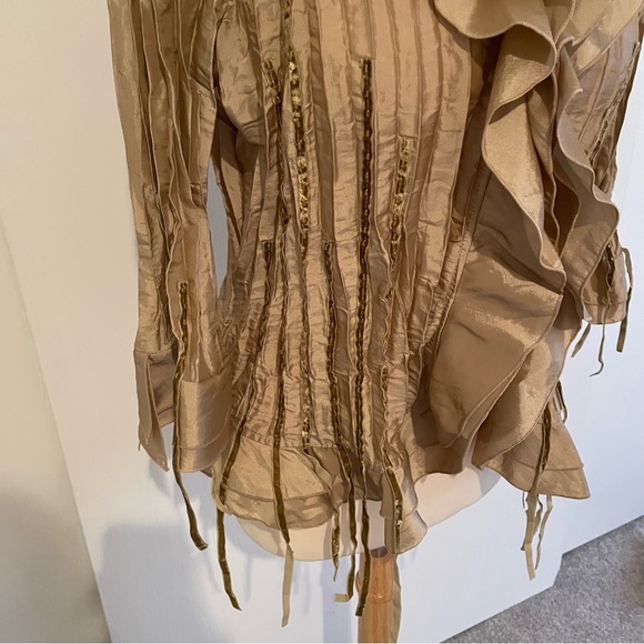 Agora | Tops | Nwt Agora Womens Crinkle Pleated Button Up Blouse With ...